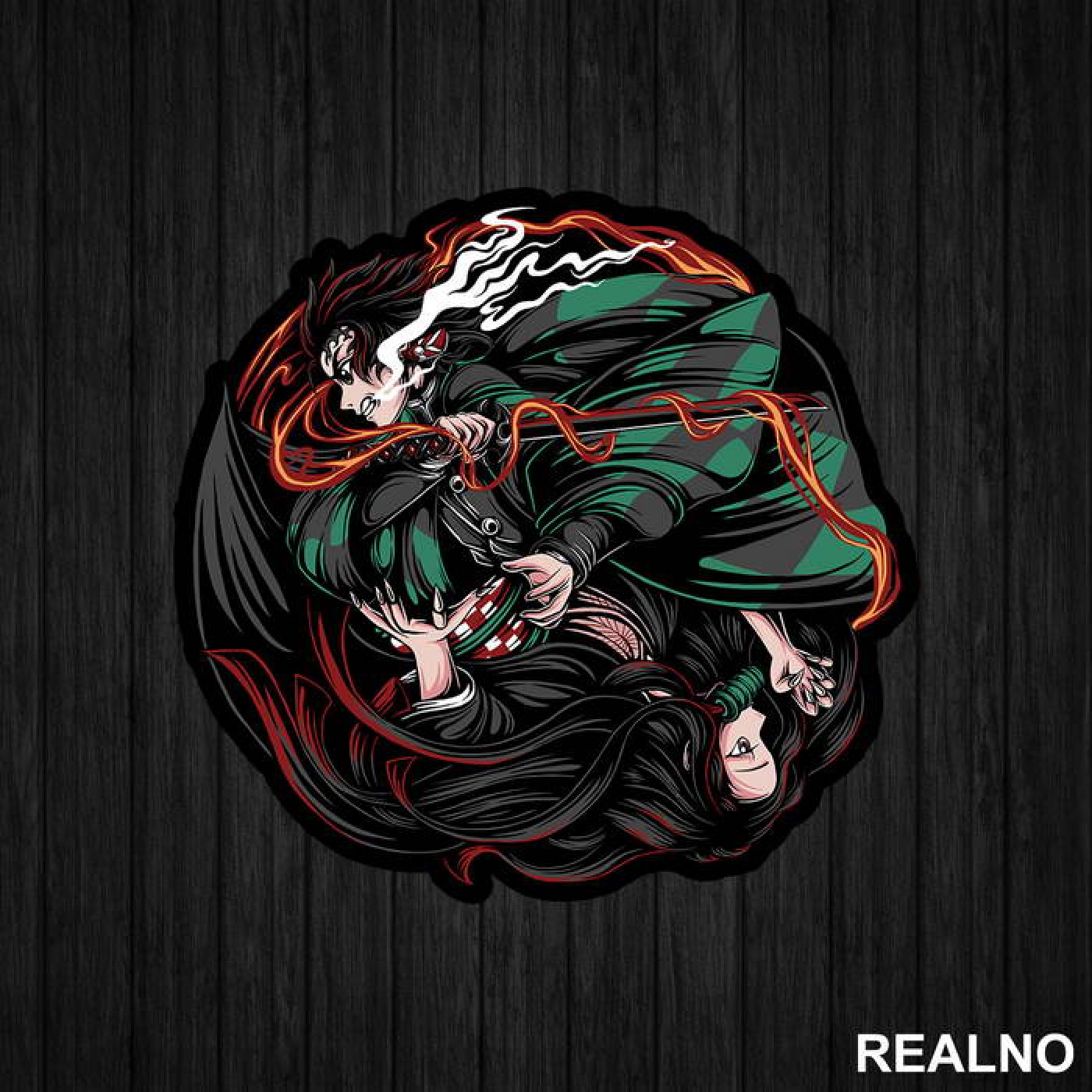 Tanjiro And Nezuko - Circle - Demon Slayer - Nalepnica