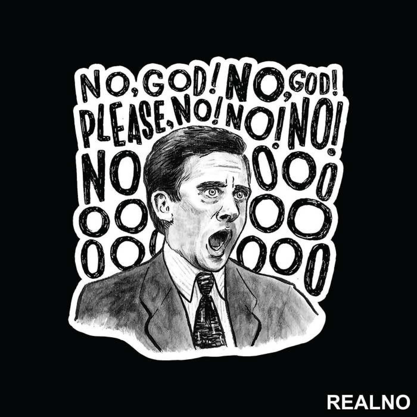 Illustration - No, God! No God! - The Office - Nalepnica