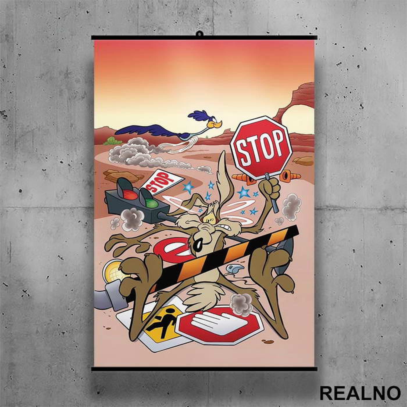 Ptica Trkačica i Pera Kojot Suvi Genije - Crtani Film - Poster sa nosačem